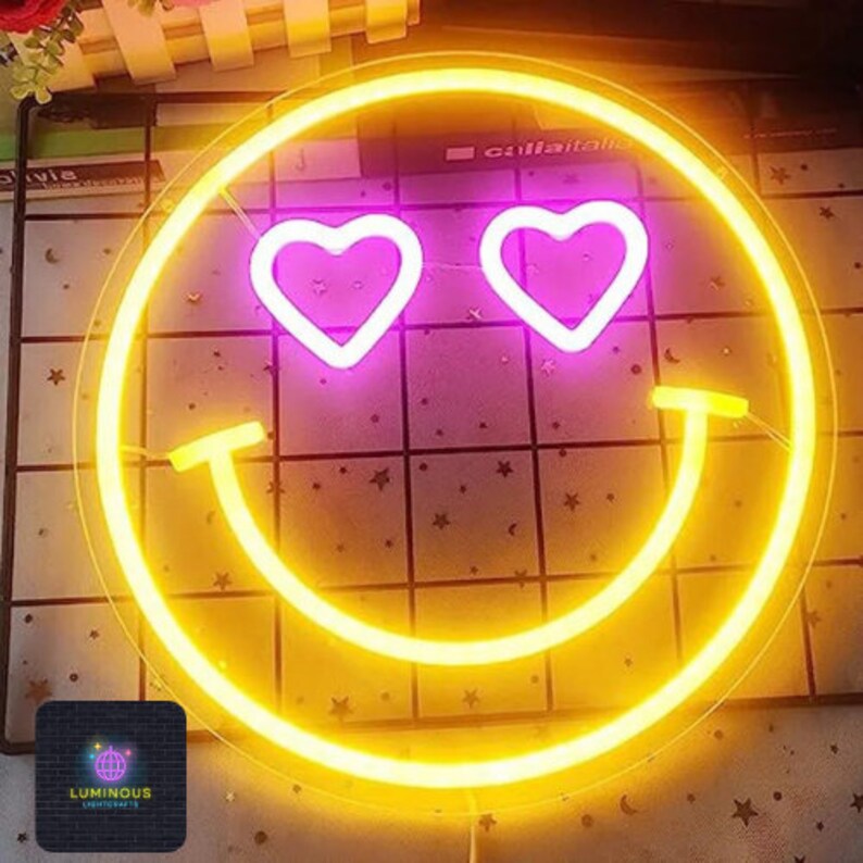 Neon Dimmable Smiley Face LED Logo Wall Decoration: Perfect for Bedroom ...