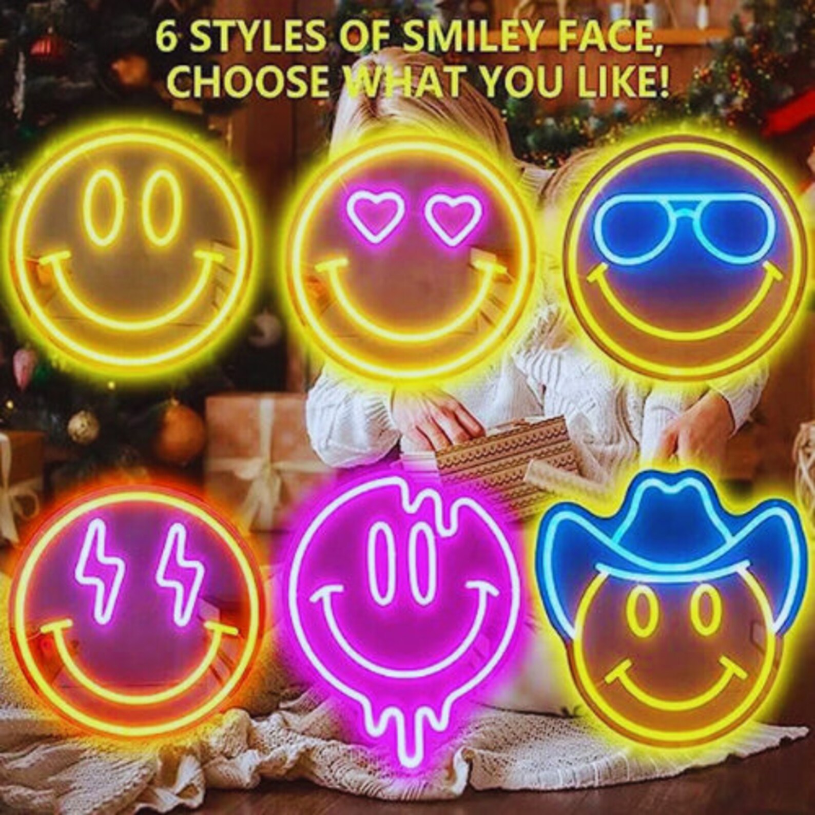 Neon Dimmable Smiley Face LED Logo Wall Decoration: Perfect for Bedroom ...