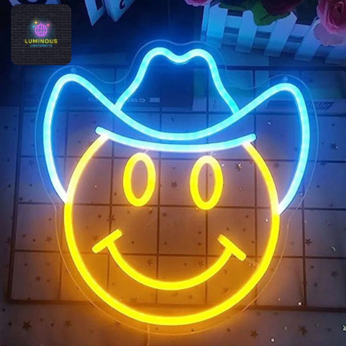 Neon Dimmable Smiley Face LED Logo Wall Decoration: Perfect for Bedroom ...