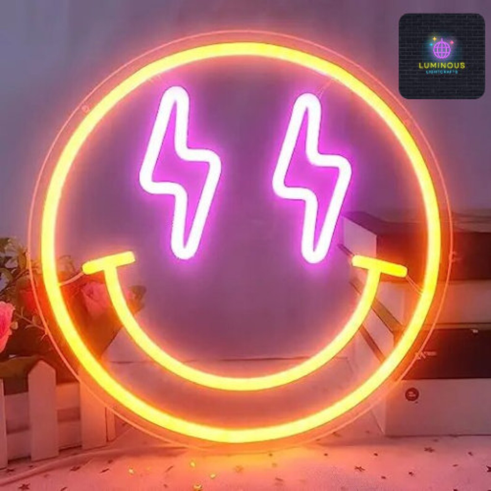Neon Dimmable Smiley Face LED Logo Wall Decoration: Perfect for Bedroom ...