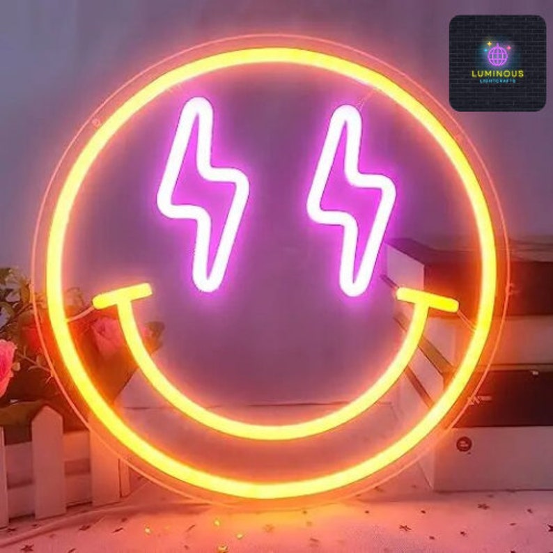 Neon Dimmable Smiley Face LED Logo Wall Decoration: Perfect for Bedroom ...