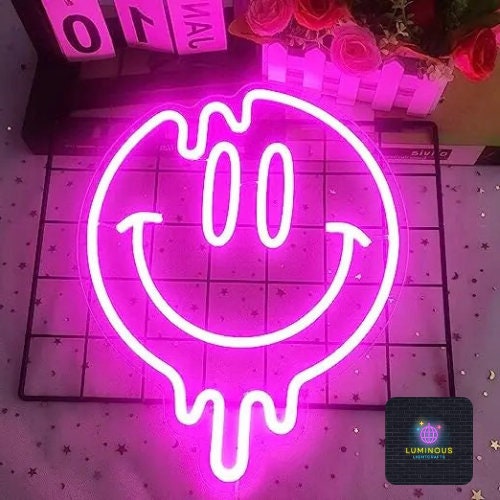 Neon Dimmable Smiley Face LED Logo Wall Decoration: Perfect for Bedroom ...