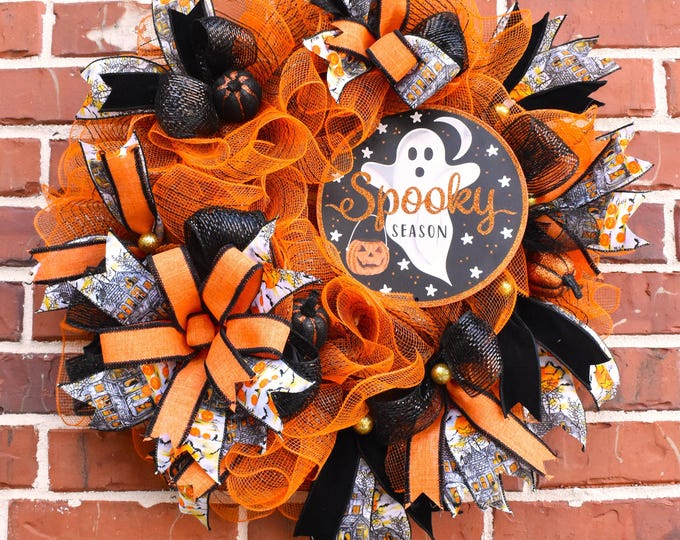 Spooky Season Halloween Mesh Wreath - Etsy