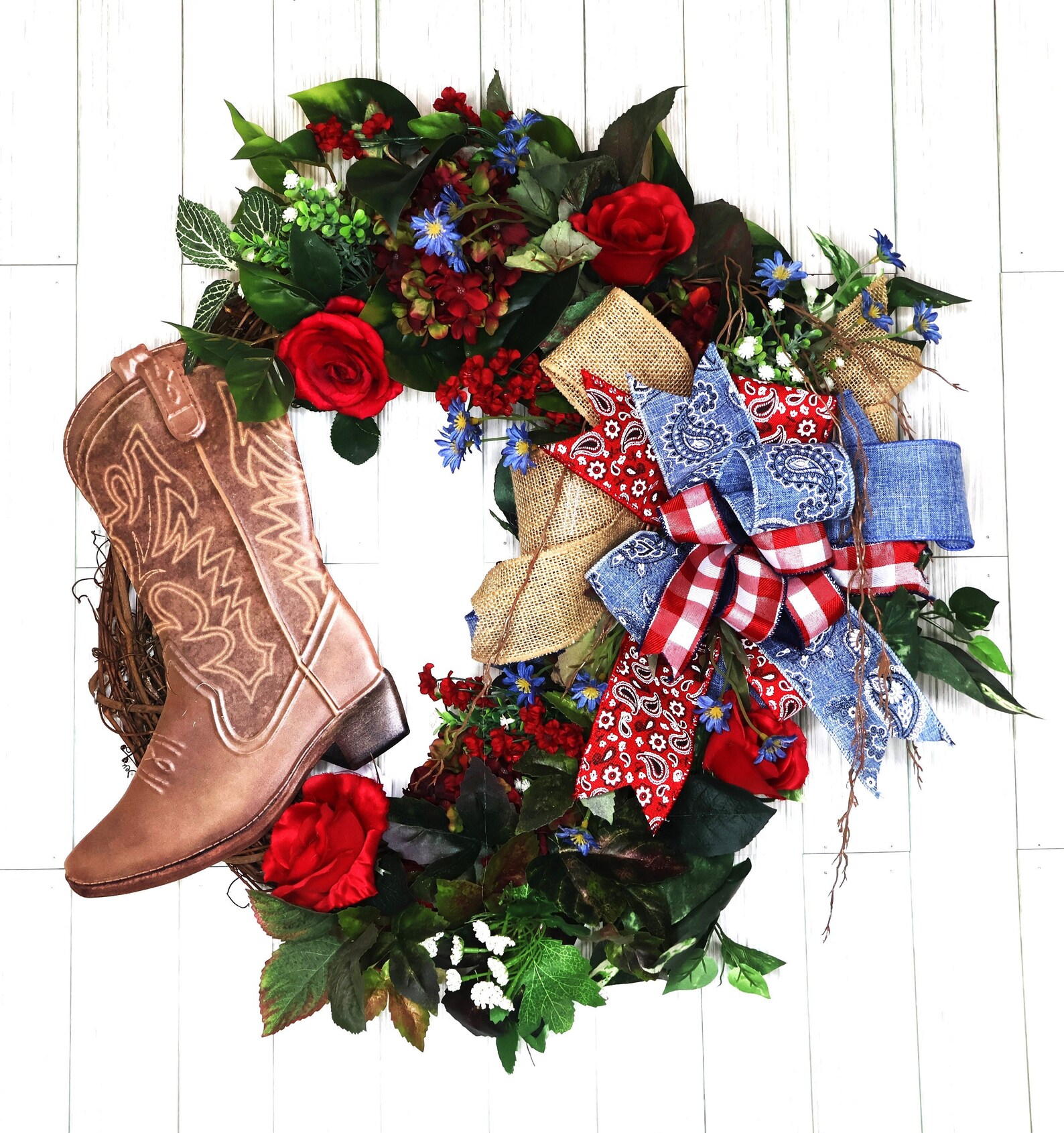Glam Cowboy Rodeo Western Wreath Brown Cowgirl Wreath Décor Metal ...