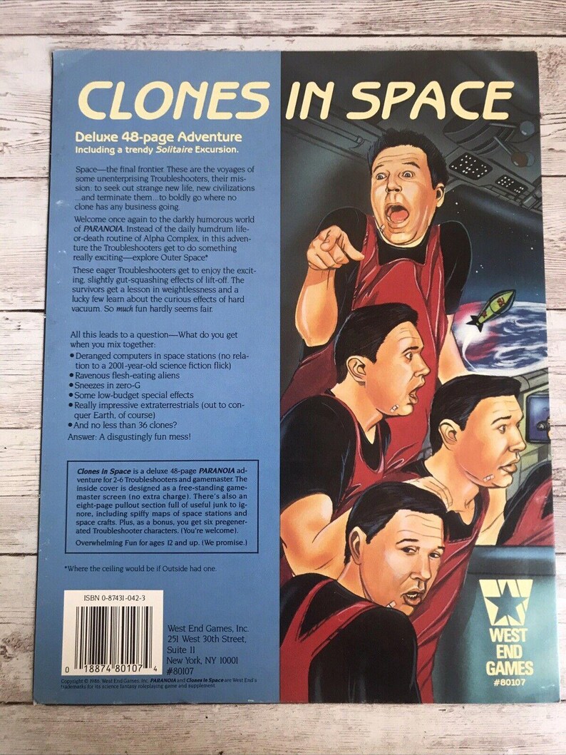 Clones in Space Adventure Module Paranoia RPG West End Games Play Screen Only - Etsy