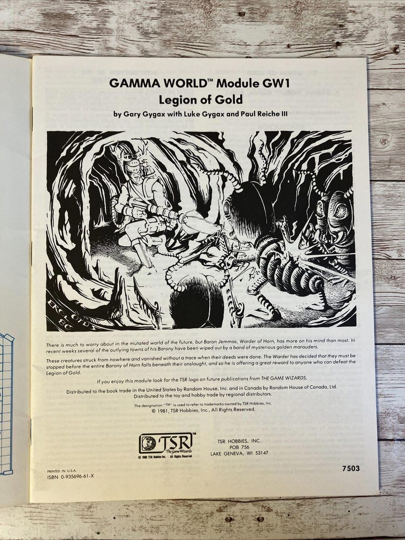 Legion of Gold (gamma World RPG Module GW1) Gary Gygax Exploration ...