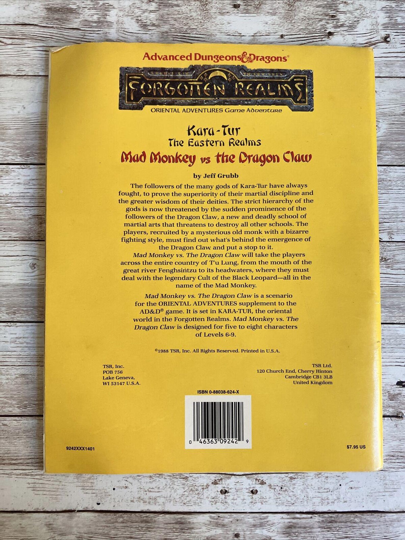 TSR Forgotten Realms Kara Tur - Mad Monkey Vs. Dragon Claw Module OA5 ...