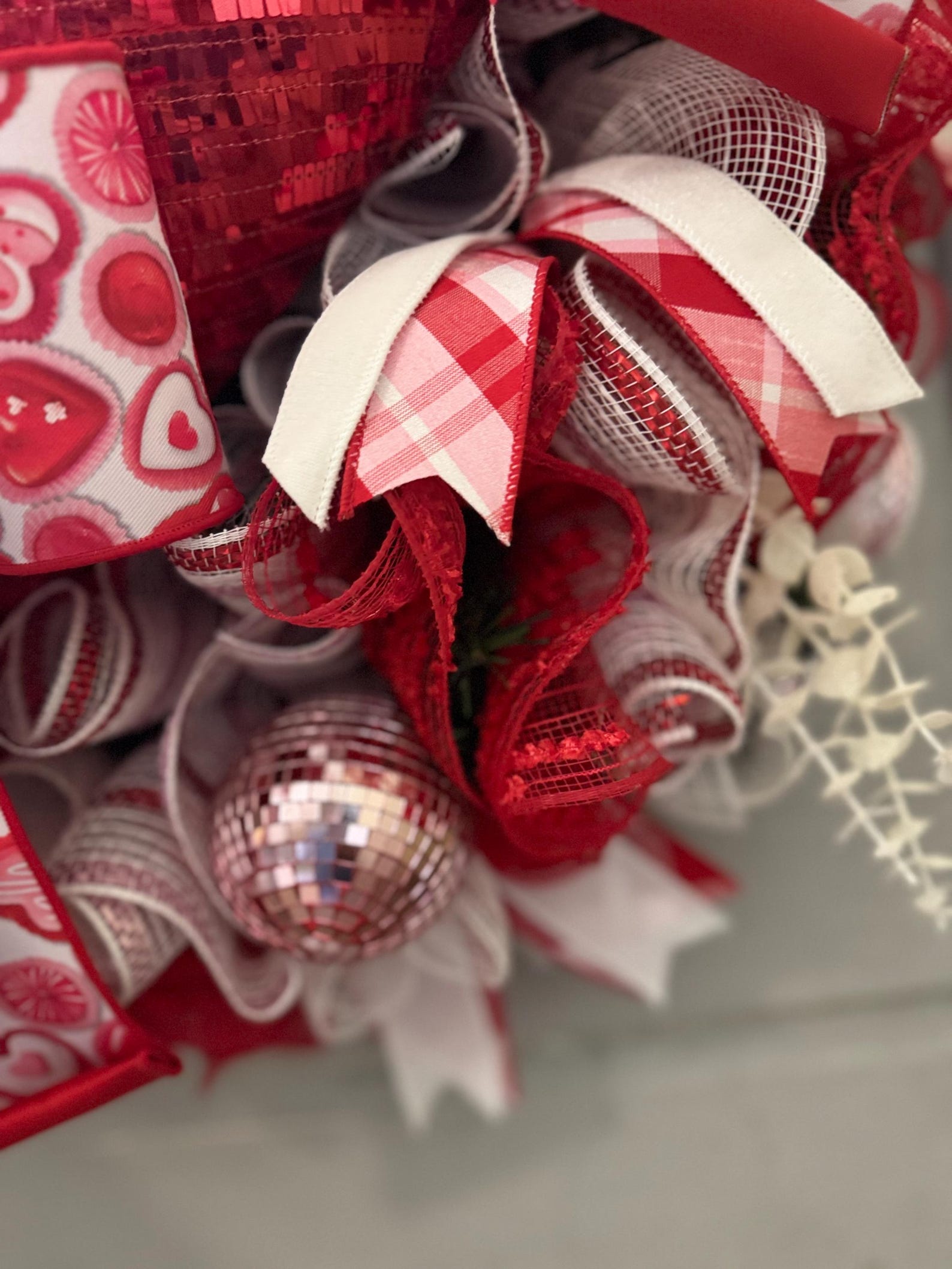 Valentine Heart Wreath • Red Sequin Heart Wreath • Valentine Front Door ...