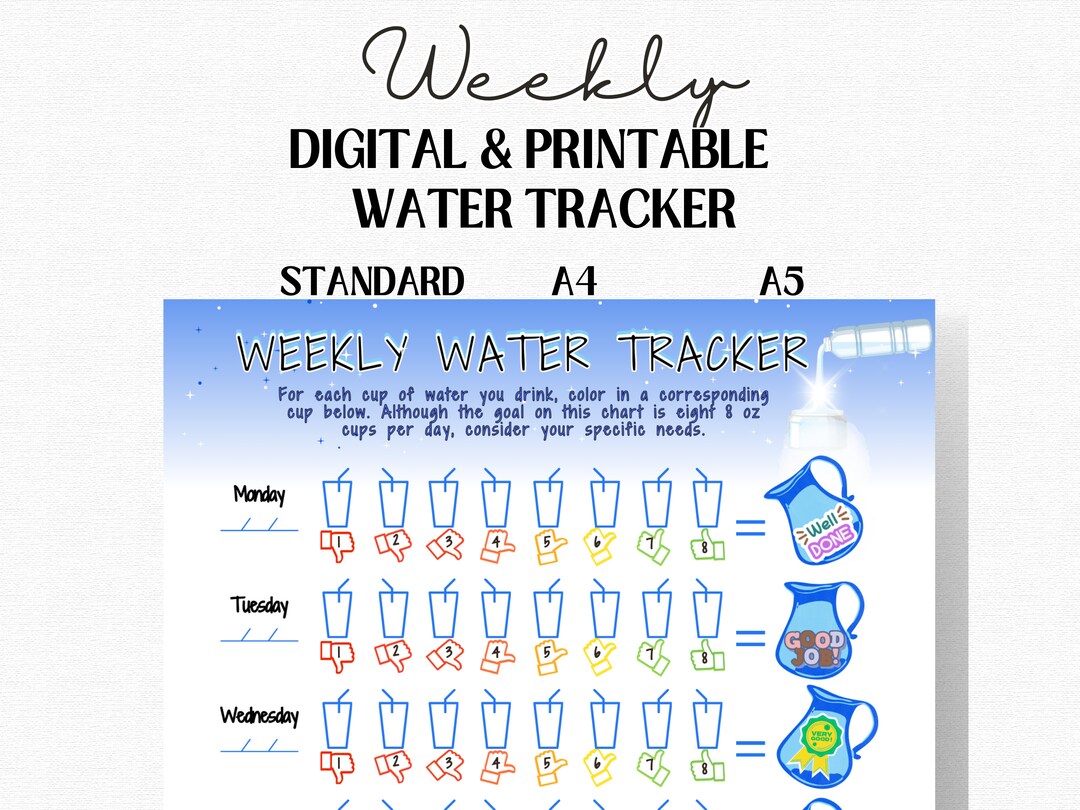 8 Cups a Day Water Tracker Water Tracker Digital Water Tracker ...