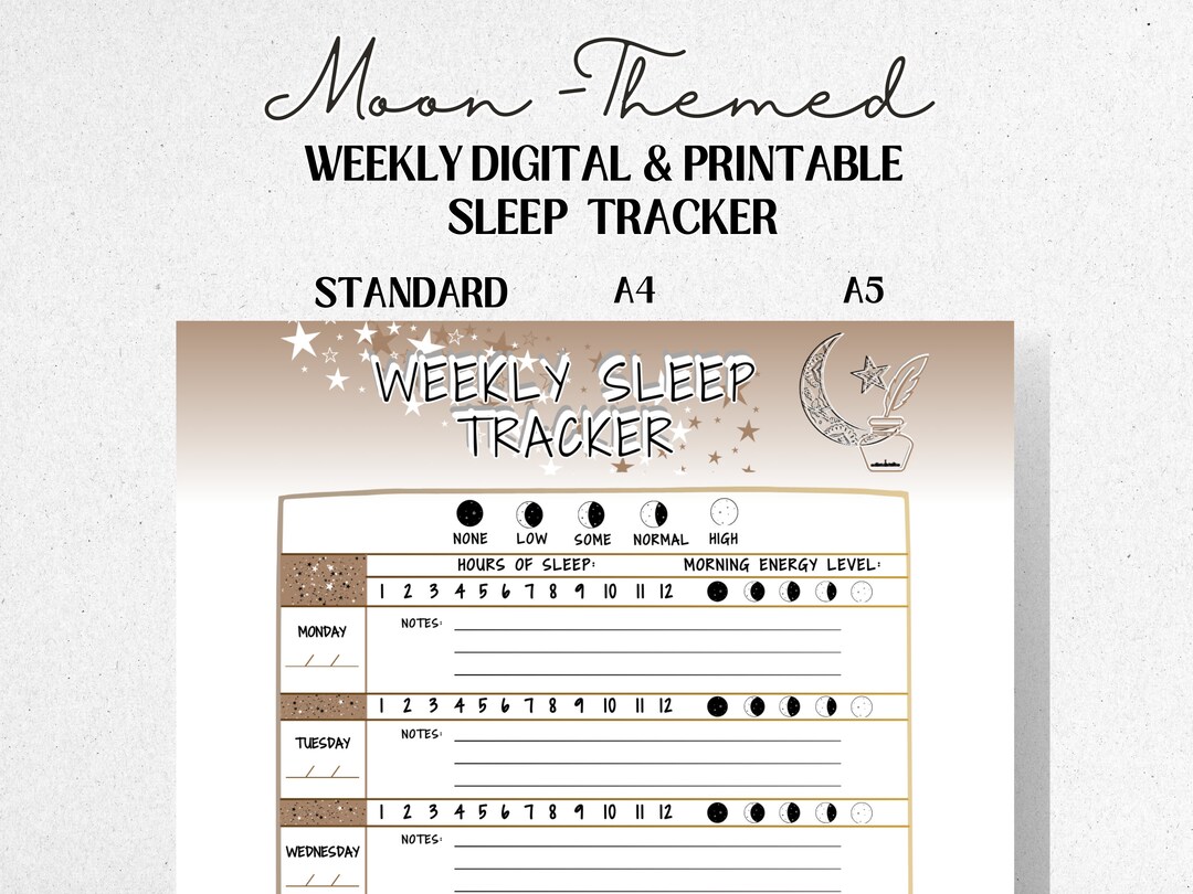 Weekly Sleep Tracker Digital, Printable Sleep Log Sleep Quality Sleep ...
