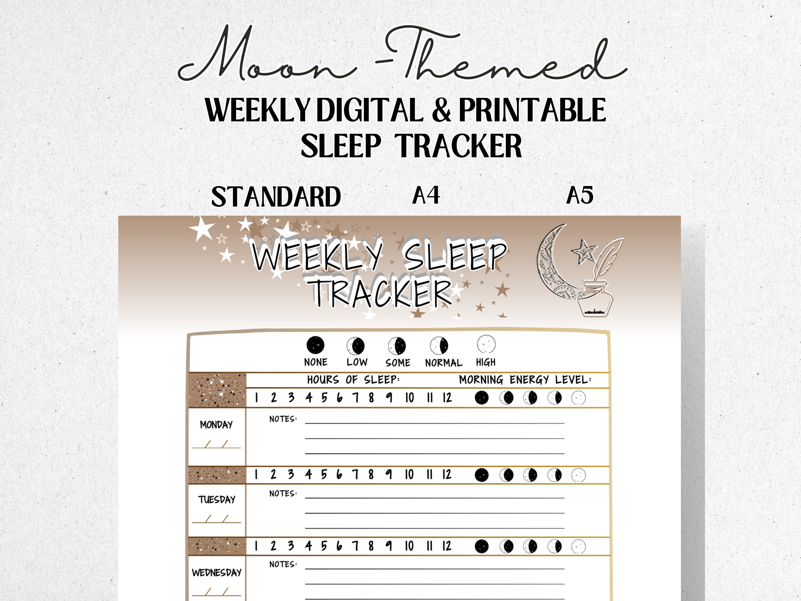 Weekly Sleep Tracker Digital, Printable Sleep Log Sleep Quality Sleep ...