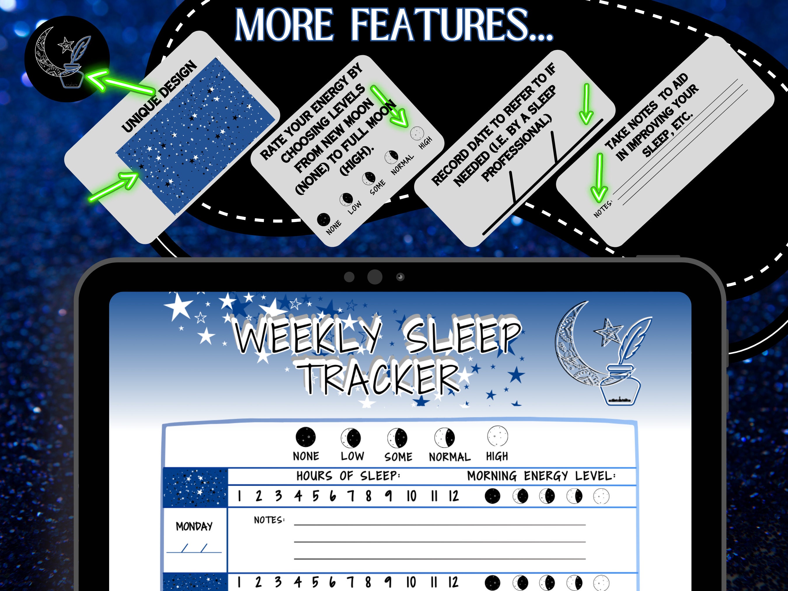 Weekly Sleep Tracker Digital, Printable Sleep Log Sleep Quality Sleep ...