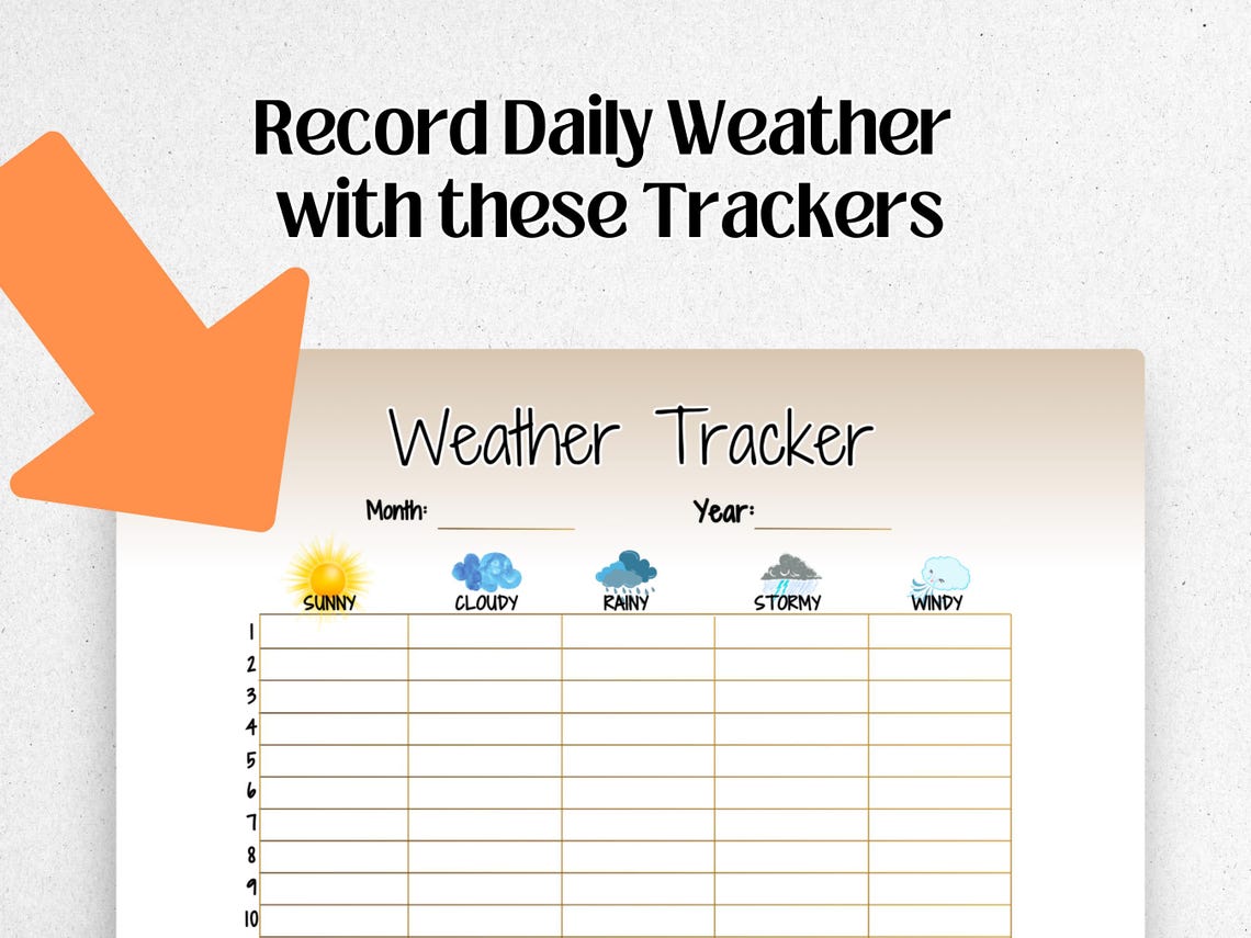 Weather Tracker Printable Weather Tracker Water Tracker Printable ...
