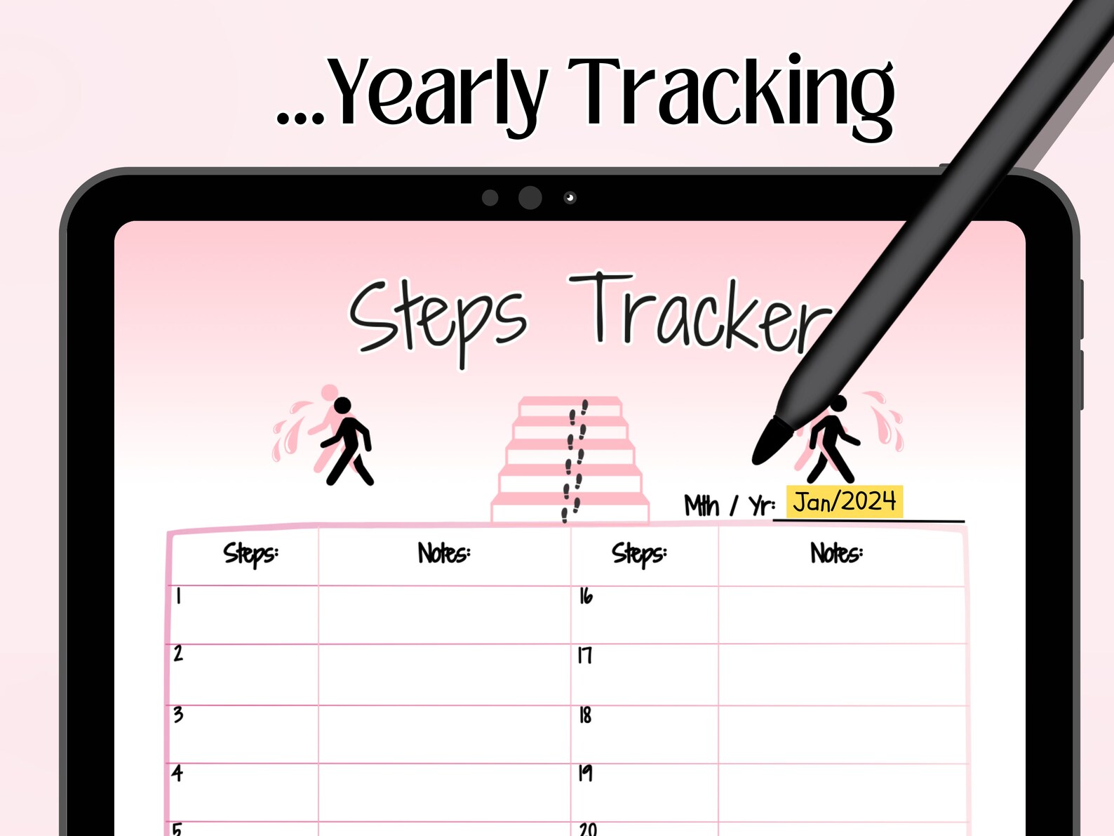 Steps Tracker Digital, Printable Fitness Planner Walking Log Monthly ...