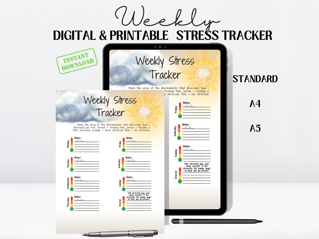 Weekly Stress Tracker Printable Template track Daily Stress stress ...
