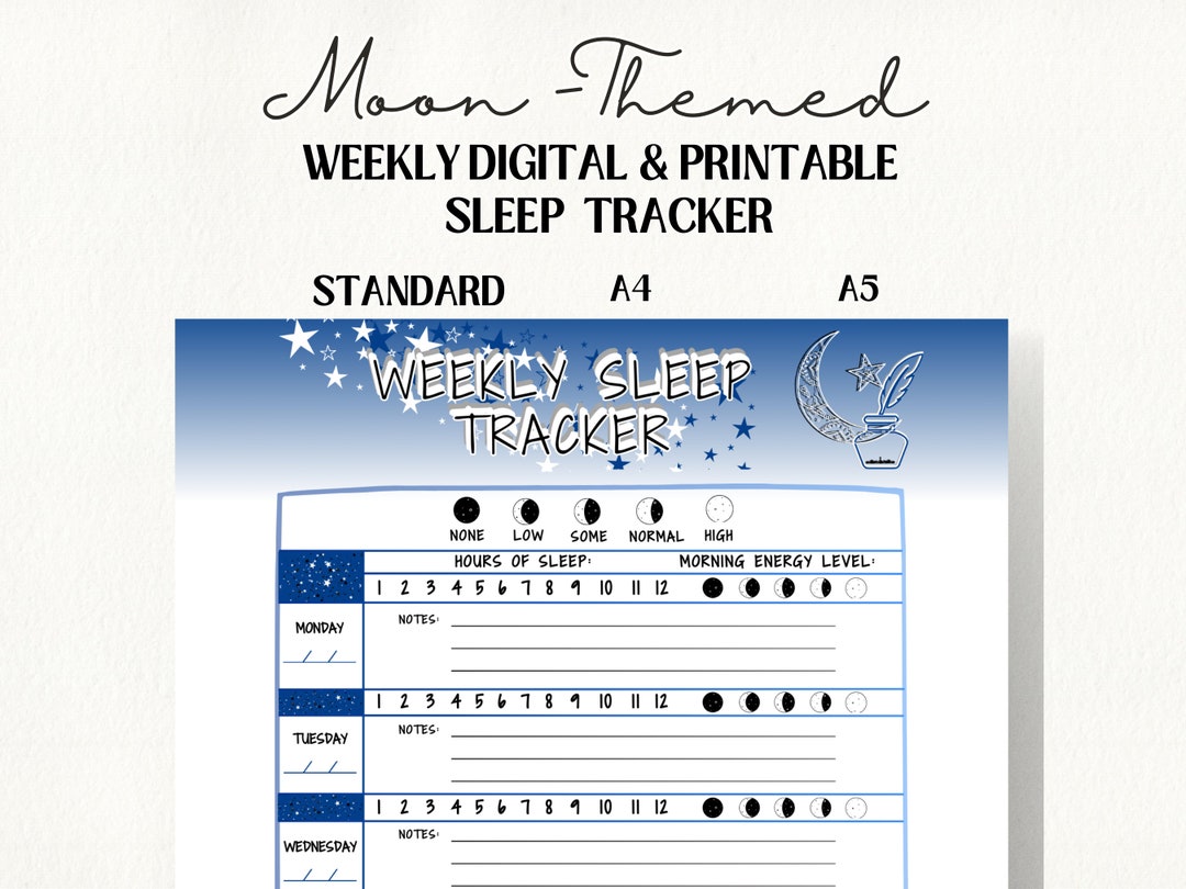 Weekly Sleep Tracker Digital, Printable Sleep Log Sleep Quality Sleep ...