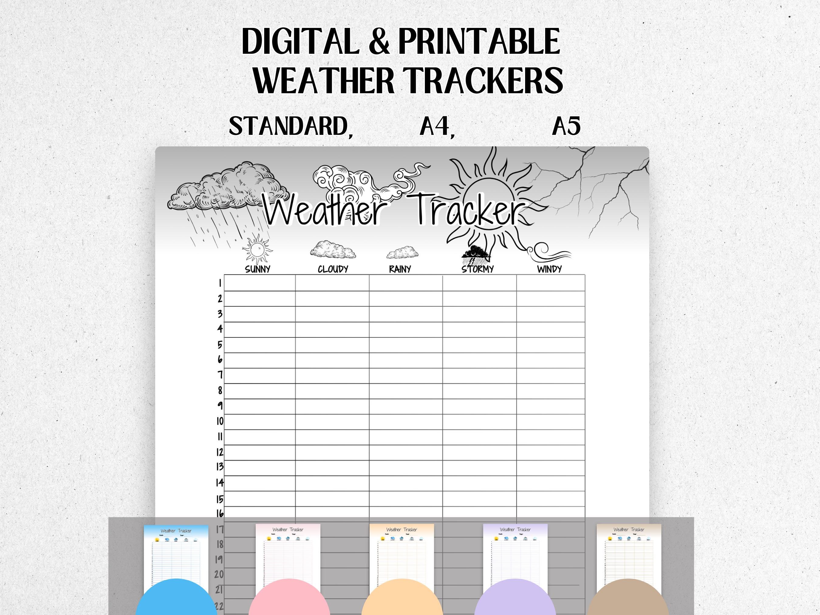 Weather Tracker Printable Weather Tracker Water Tracker Printable ...