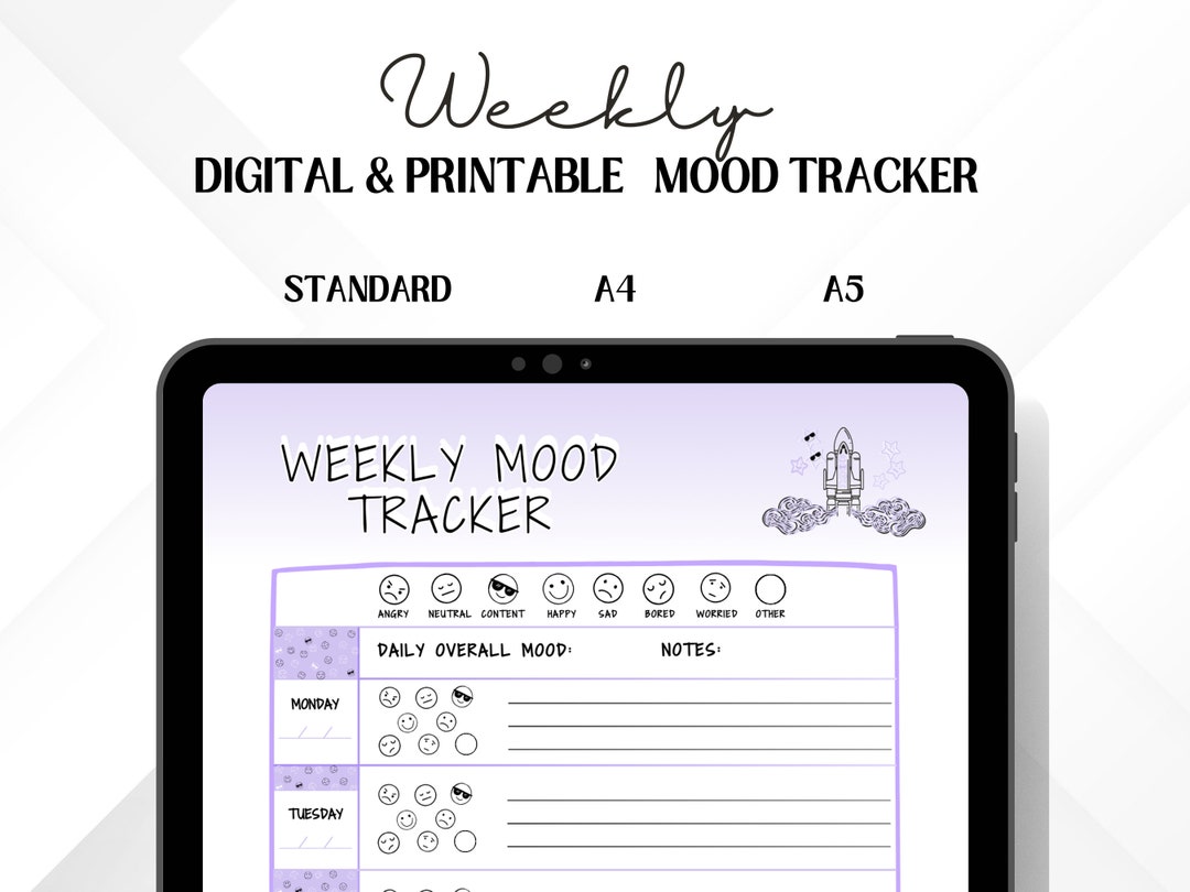Printable Weekly Mood Tracker Mood Planner Daily Mood Tracker Color ...
