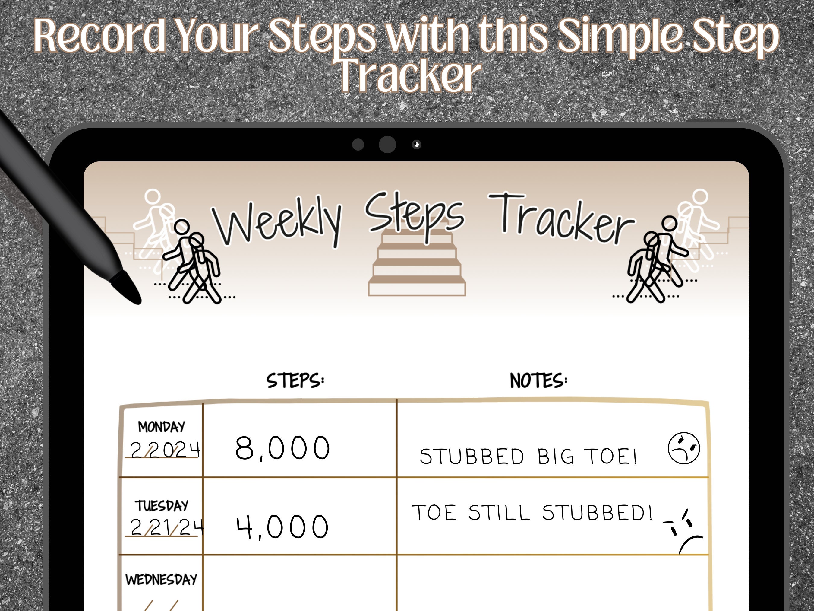 Weekly Steps Tracker Digital, Printable Fitness Planner Walking Log ...