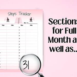 Steps Tracker Digital, Printable Fitness Planner Walking Log Monthly ...