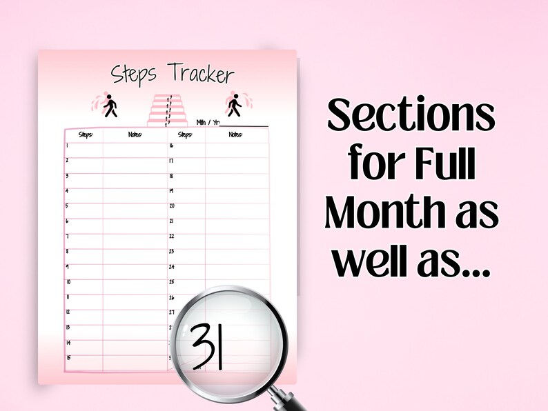 Steps Tracker Digital, Printable Fitness Planner Walking Log Monthly ...
