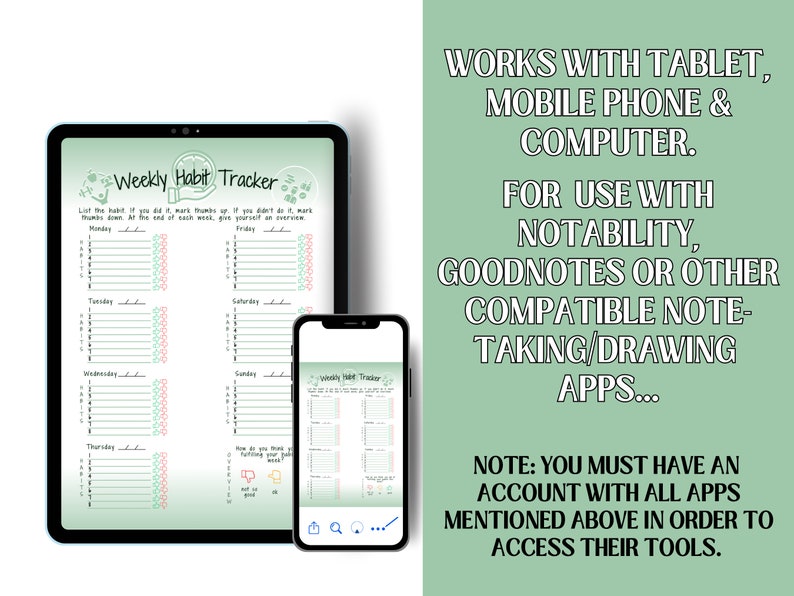 Weekly Habit Tracker Digital Printable Habit Planner Daily Habit ...