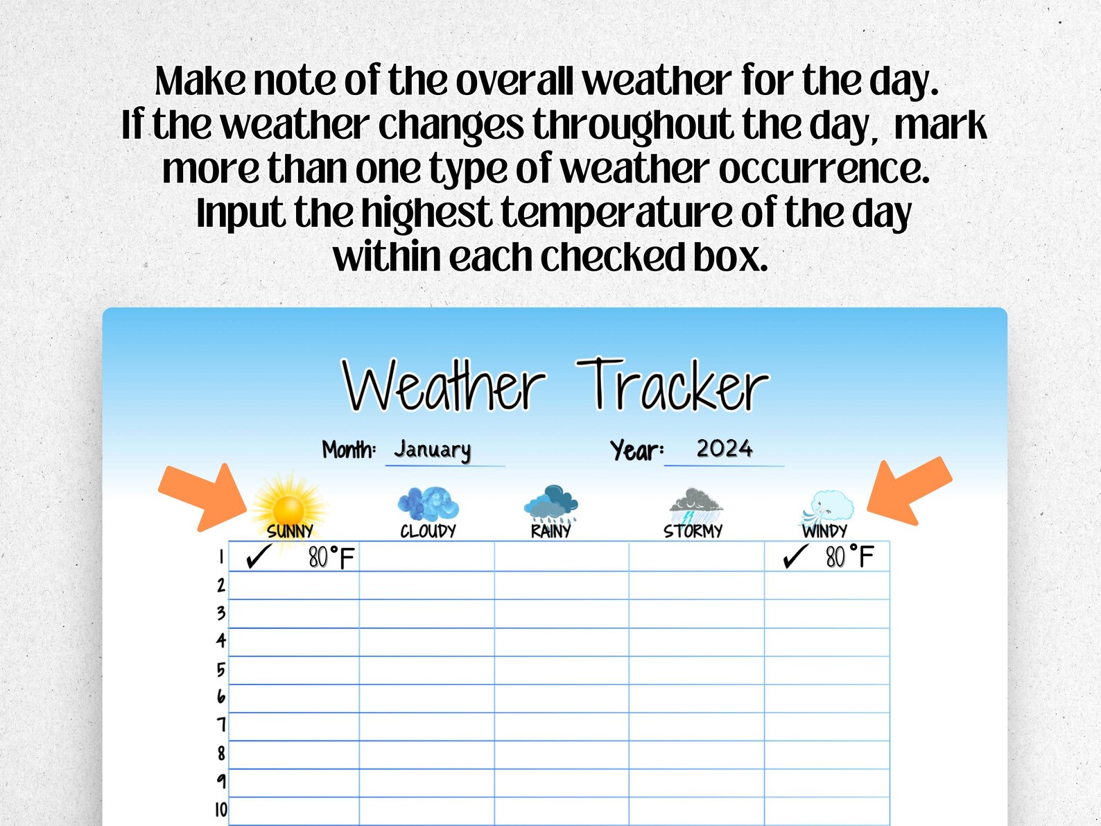 Weather Tracker Printable Weather Tracker Water Tracker Printable ...