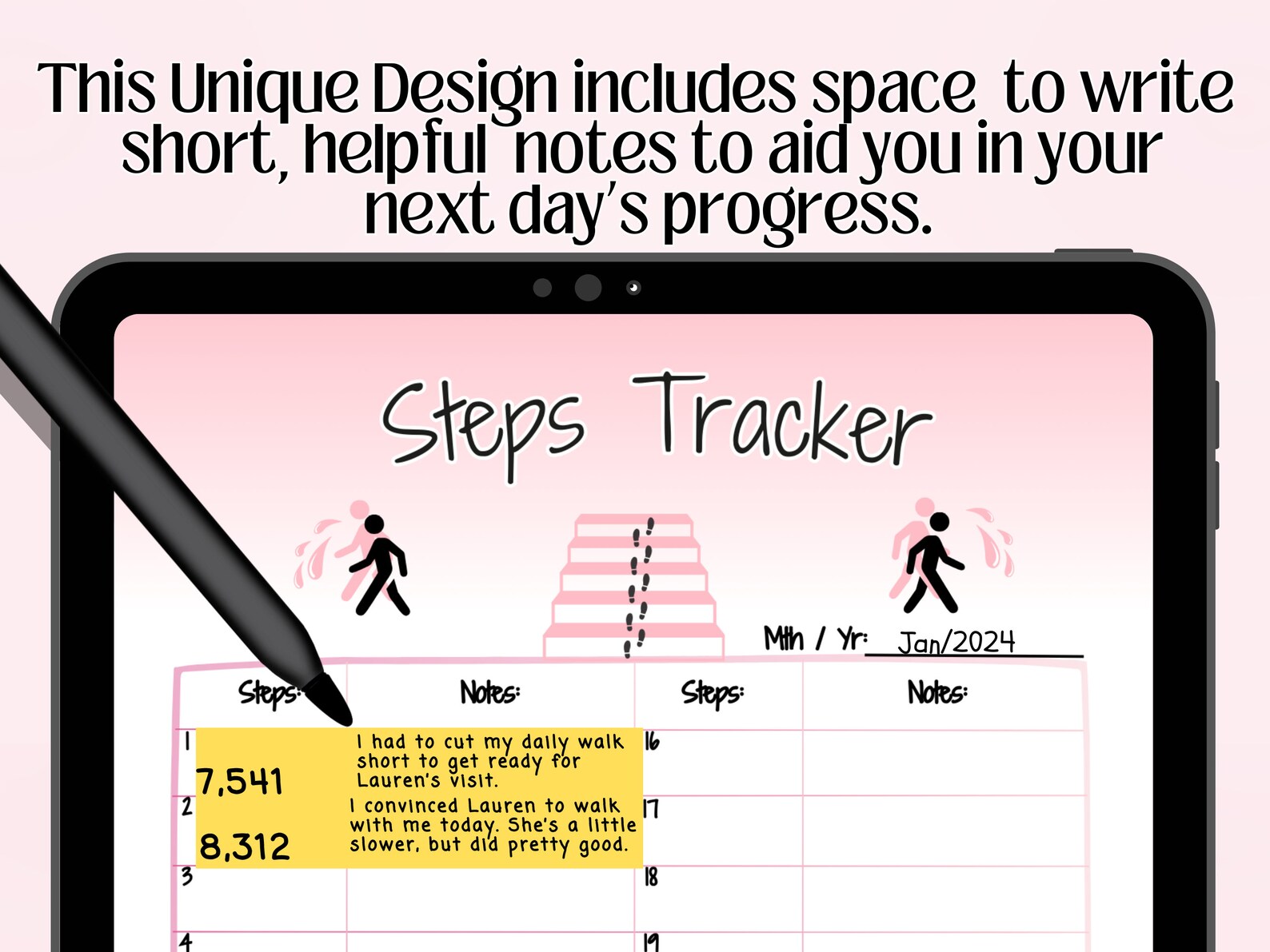 Steps Tracker Digital, Printable Fitness Planner Walking Log Monthly ...