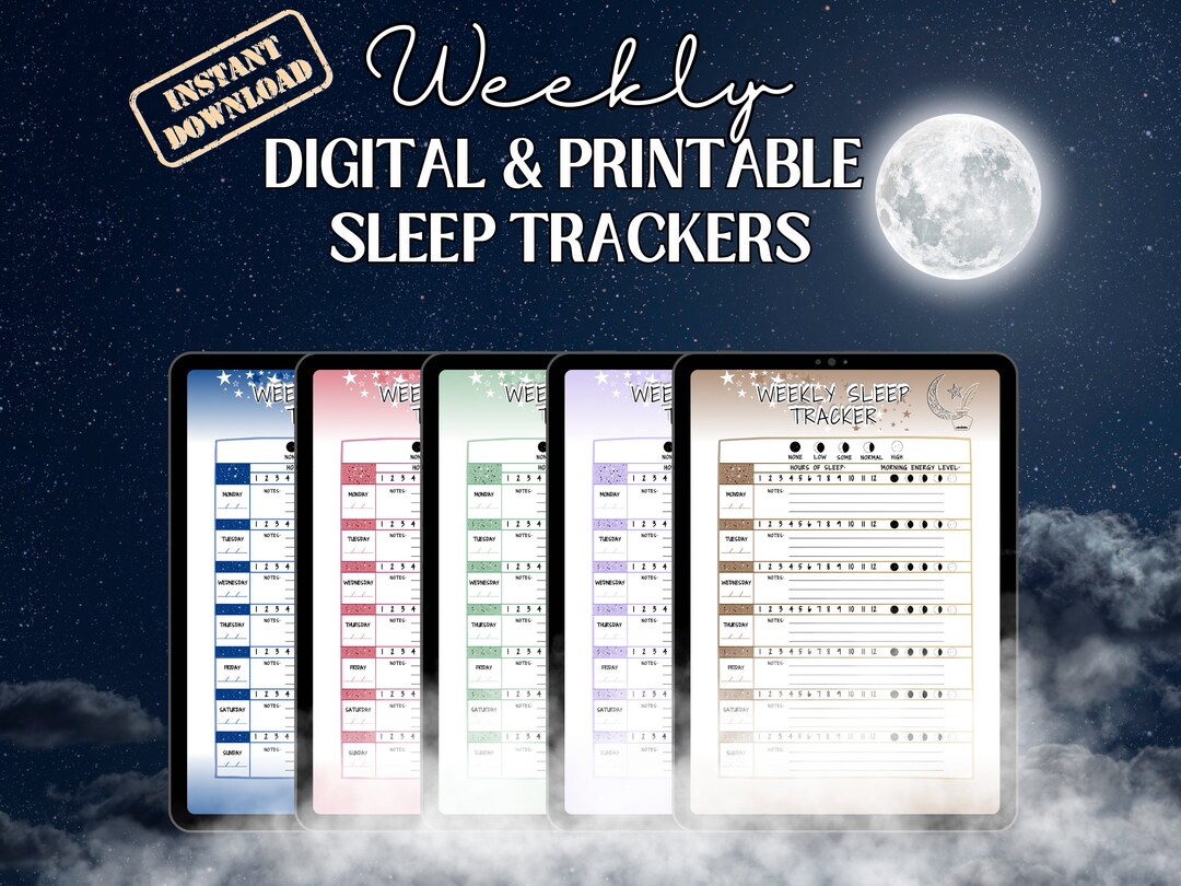 Weekly Sleep Tracker Digital, Printable Sleep Log Sleep Quality Sleep ...