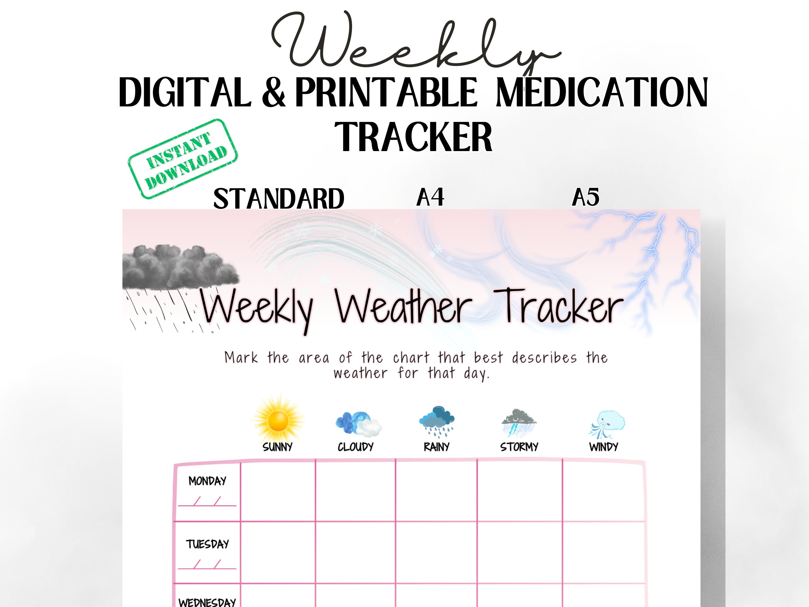 Weather Tracker Printable Weather Tracker Water Tracker Printable ...