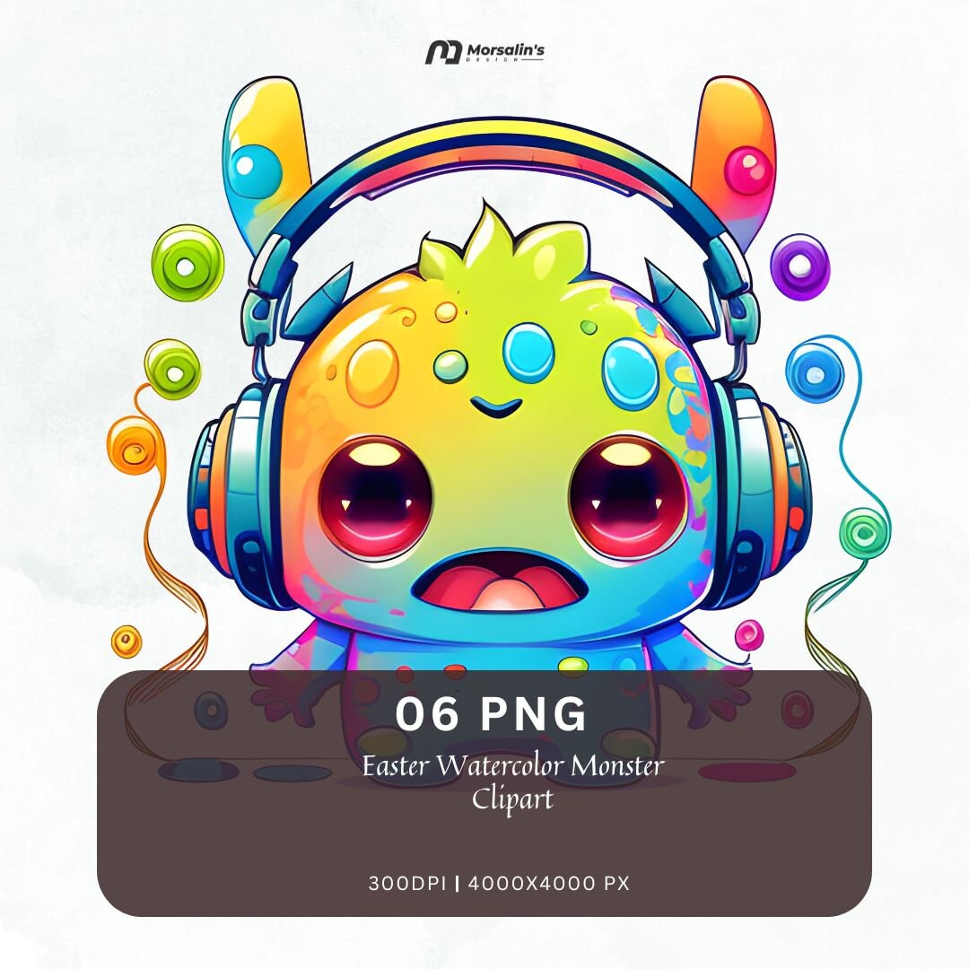 Easter Watercolor Monster Clipart, 06 PNG Nursery Spring Clipart ...
