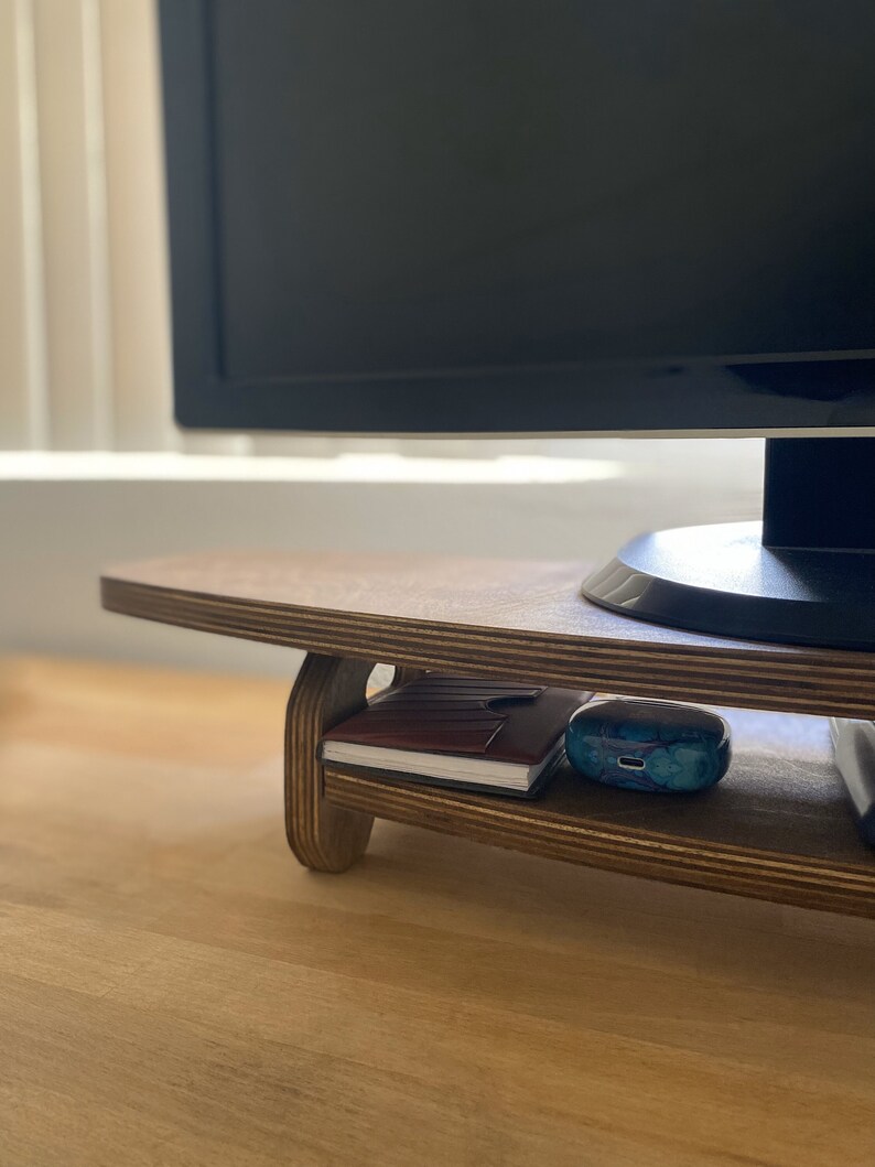 Sturdy Monitor Desk, Monitor Stand With Shelf, Wood Monitor Riser With ...