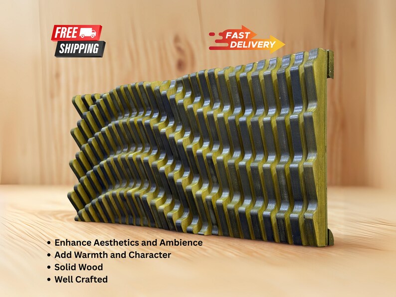 Modern Wood Acoustic Wall Panel: 3D Parametric Wave Art (32x16) - Etsy