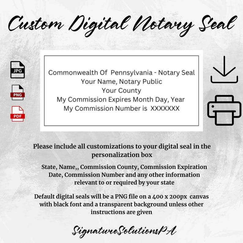 Custom Electronic Notary Seal - Rectangular - Etsy