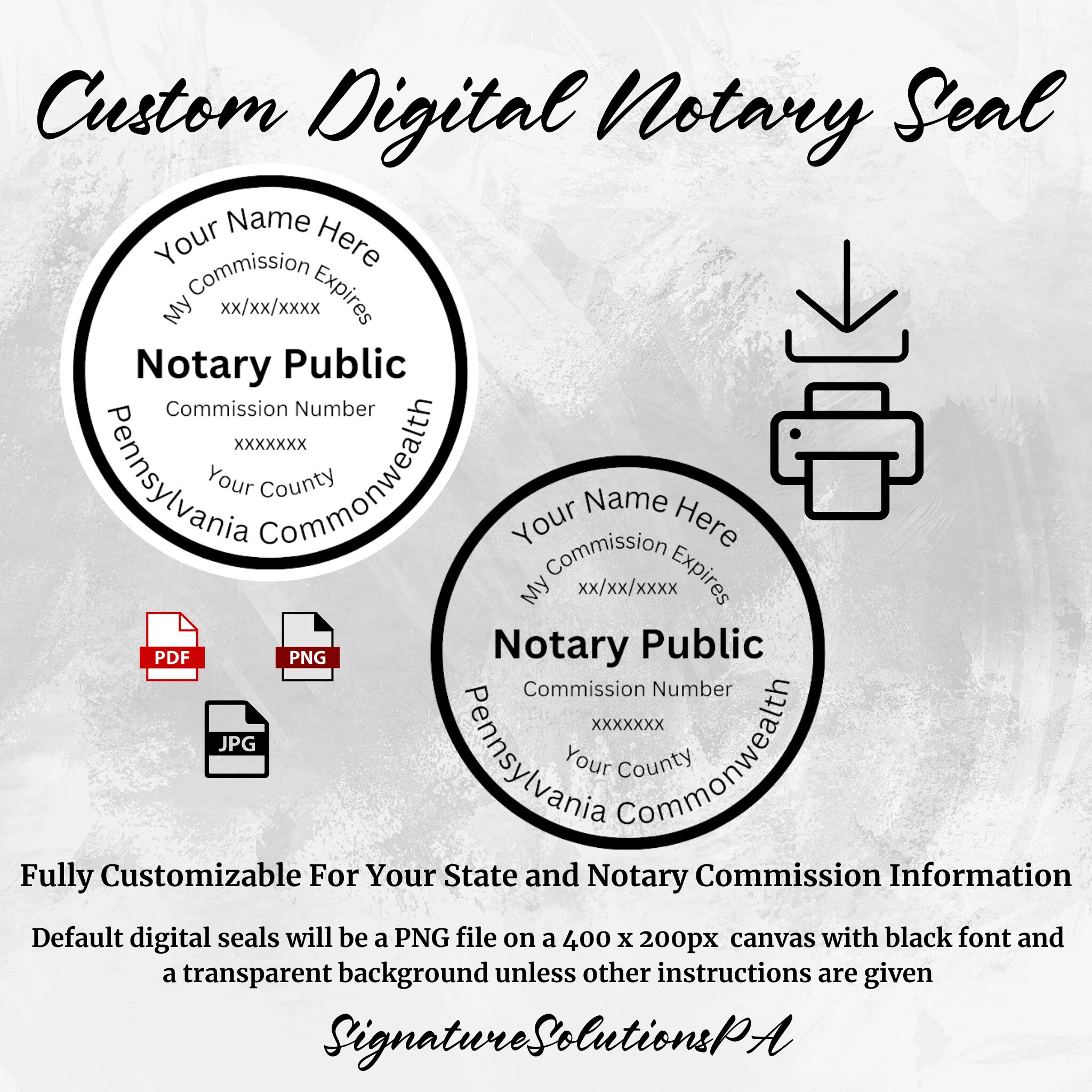 Custom Round Notary E-seal - Etsy