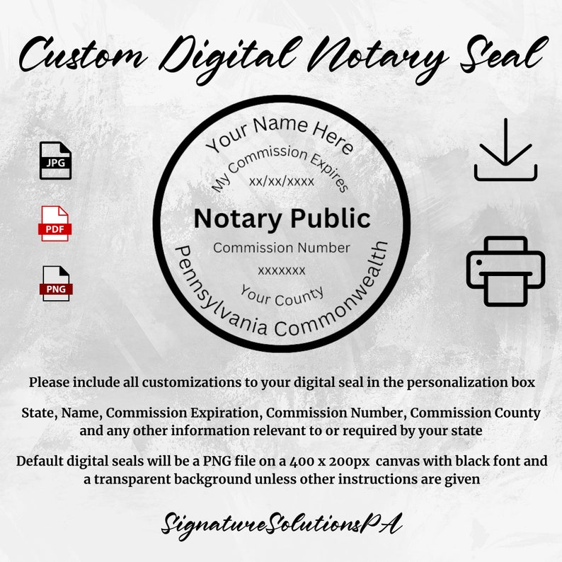 Custom Round Notary E-seal - Etsy