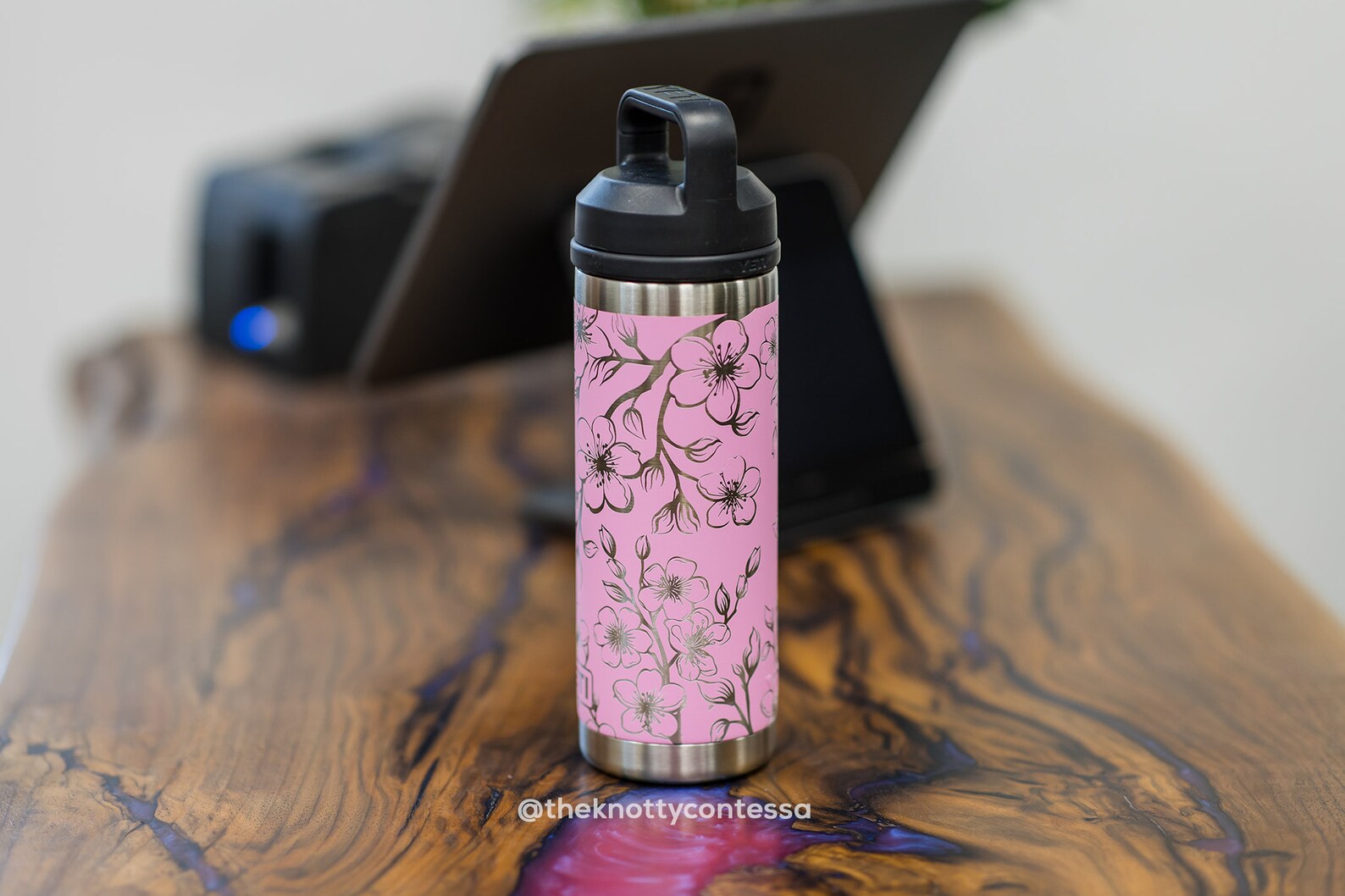 Custom Yeti Water Bottle Full Wrap Engraving Cherry Blossom 18oz/532ml ...