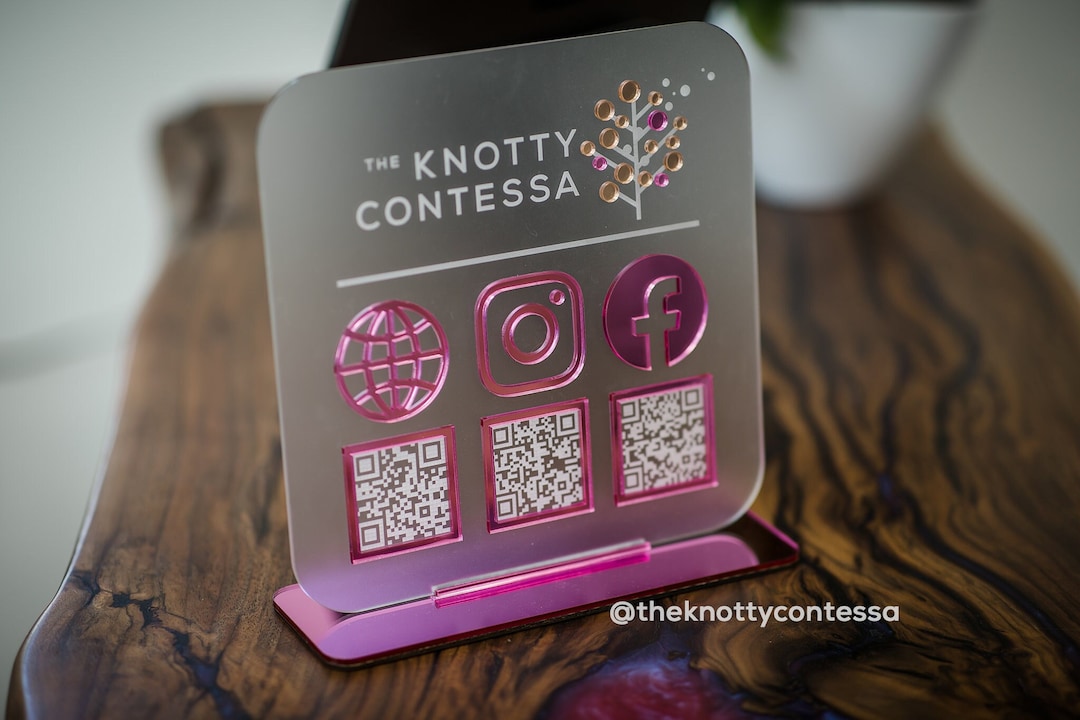 Social Media QR Code Sign With 3 Codes and Mirrored Acrylic Detail ...