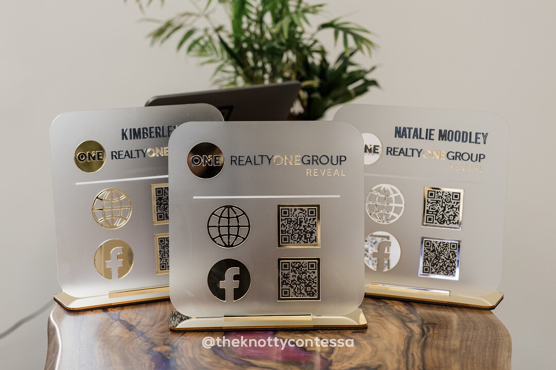 Social Media QR Code Sign With 2 Codes and Mirrored Acrylic Detail ...