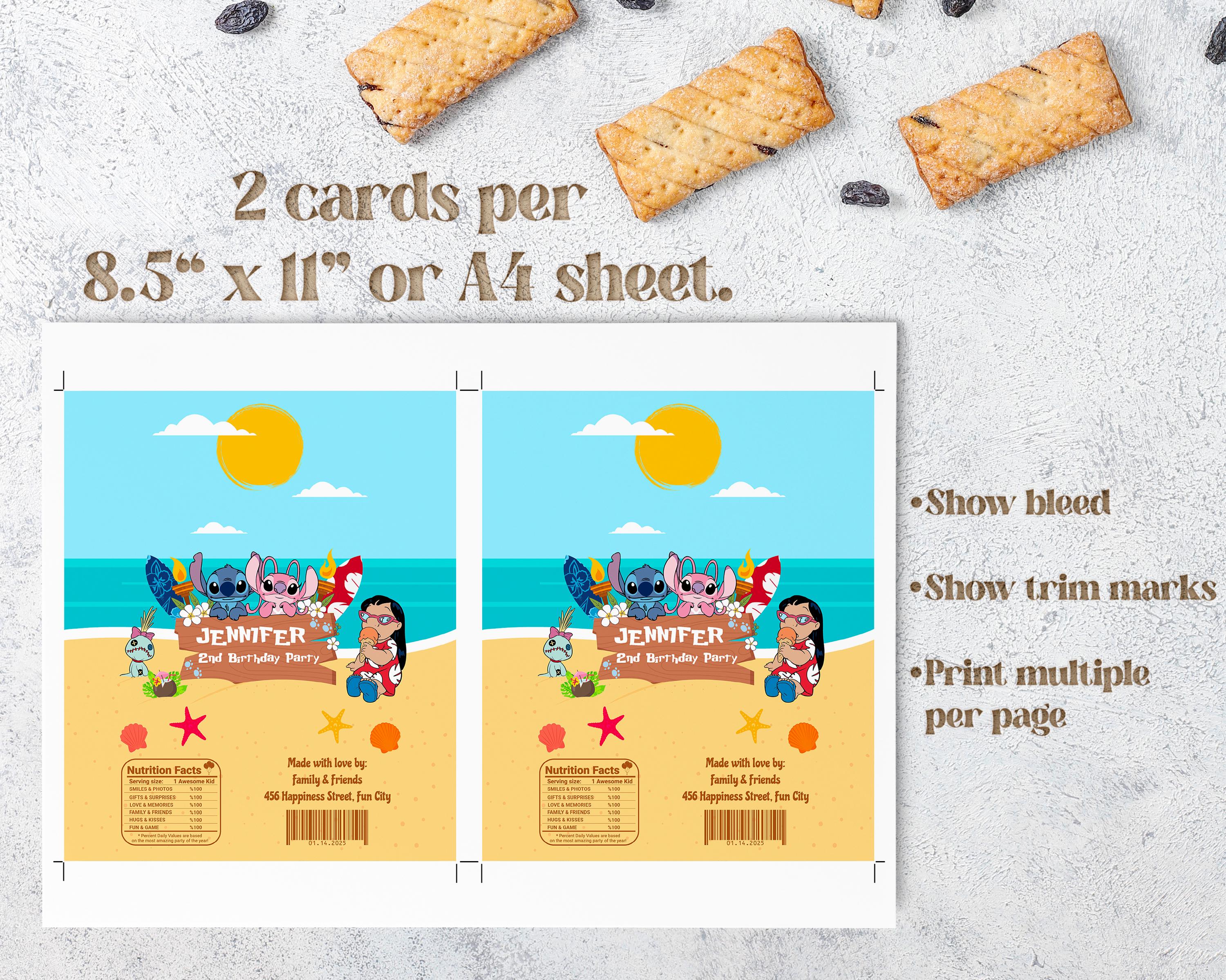 Lilo & Stitch Editable Label, Stitch and Angel Bar Wrapper, Printable ...