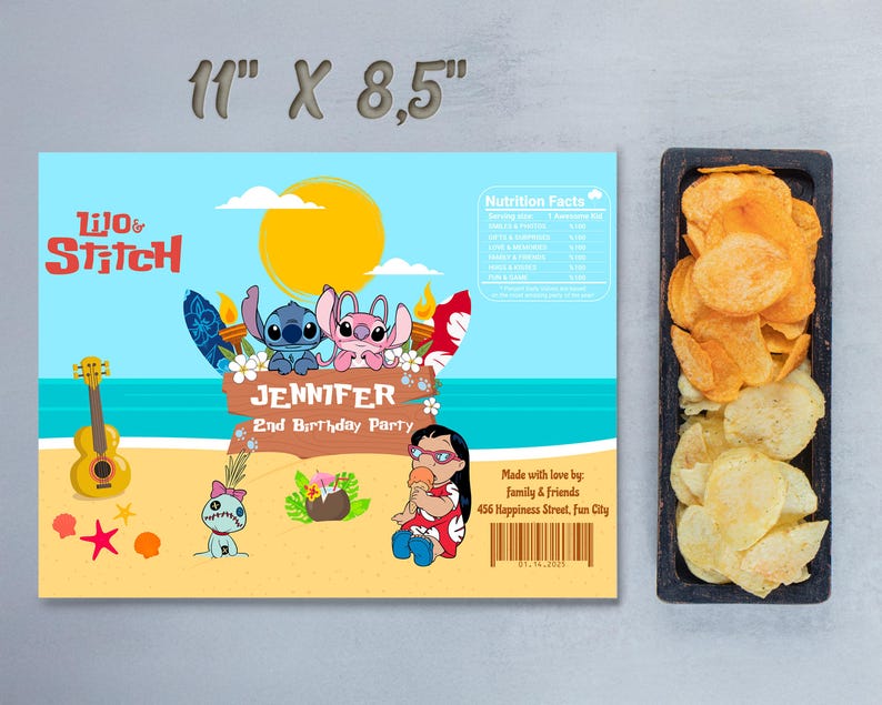 Lilo & Stitch Editable Label, Stitch and Angel Chip Bag Label ...