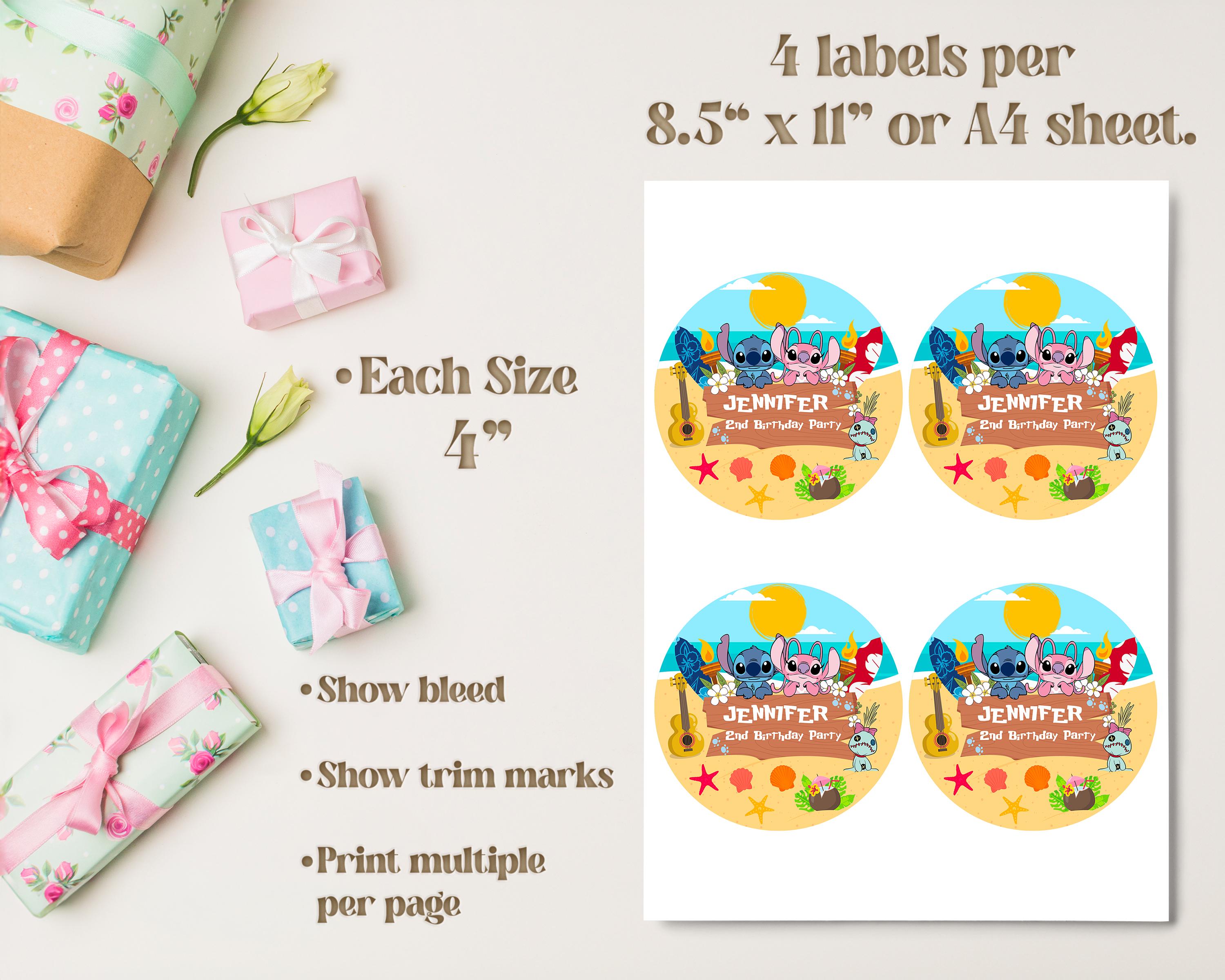 Lilo & Stitch Editable Bag Label, Stitch and Angel Gift Bag Label ...