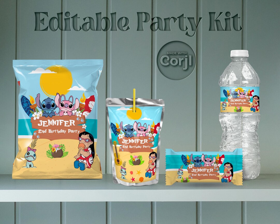 Lilo & Stitch Editable Label Bundle, Stitch and Angel Party Kit ...
