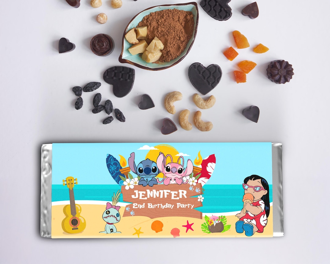 Lilo & Stitch Editable Label, Stitch and Angel Chocolate Wrapper ...