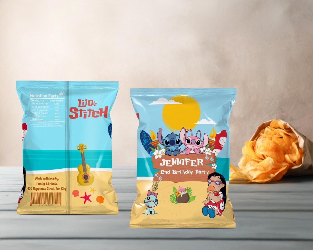 Lilo & Stitch Editable Label, Stitch and Angel Chip Bag Label ...