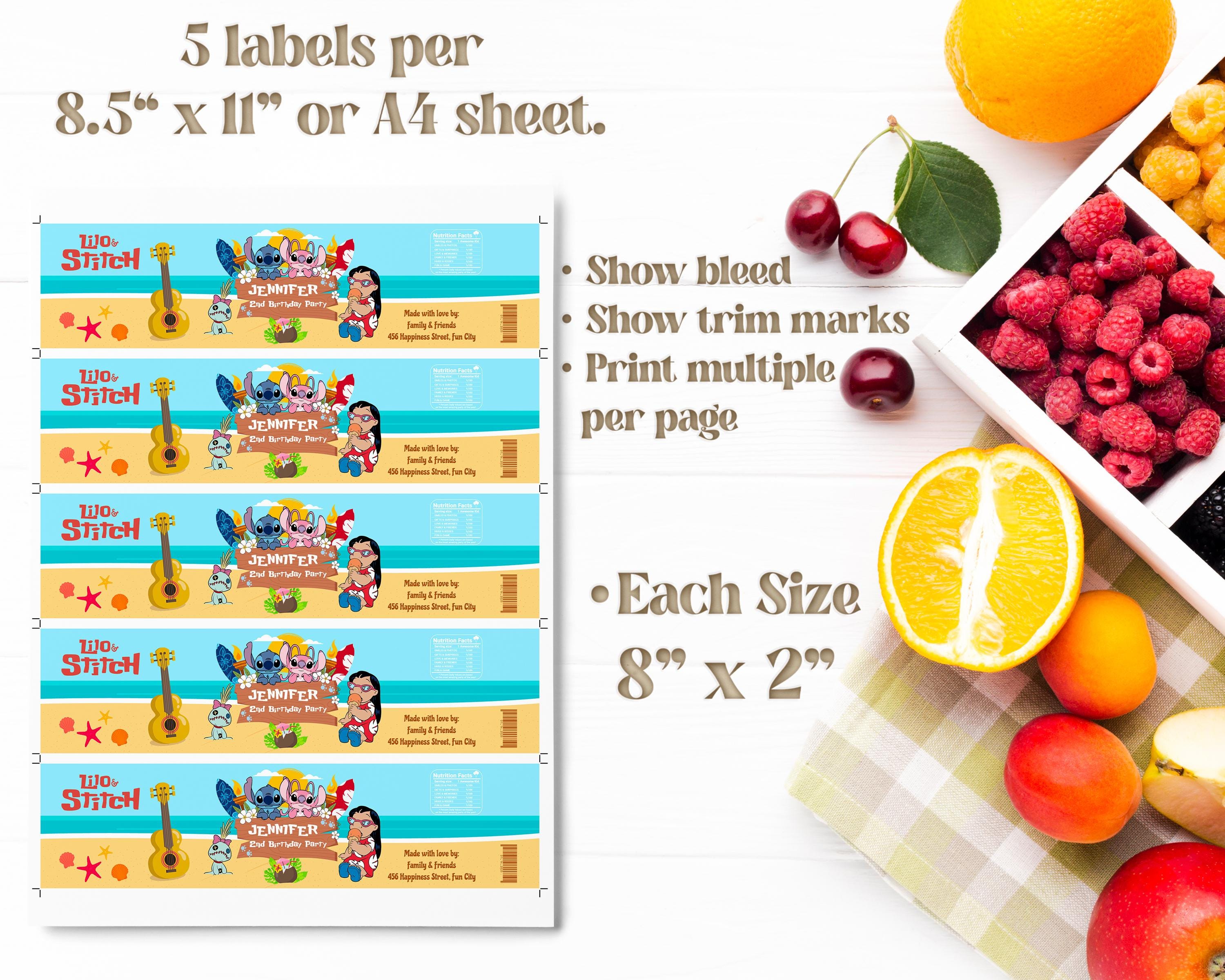 Lilo & Stitch Editable Label, Stitch and Angel Bottle Label, Printable ...