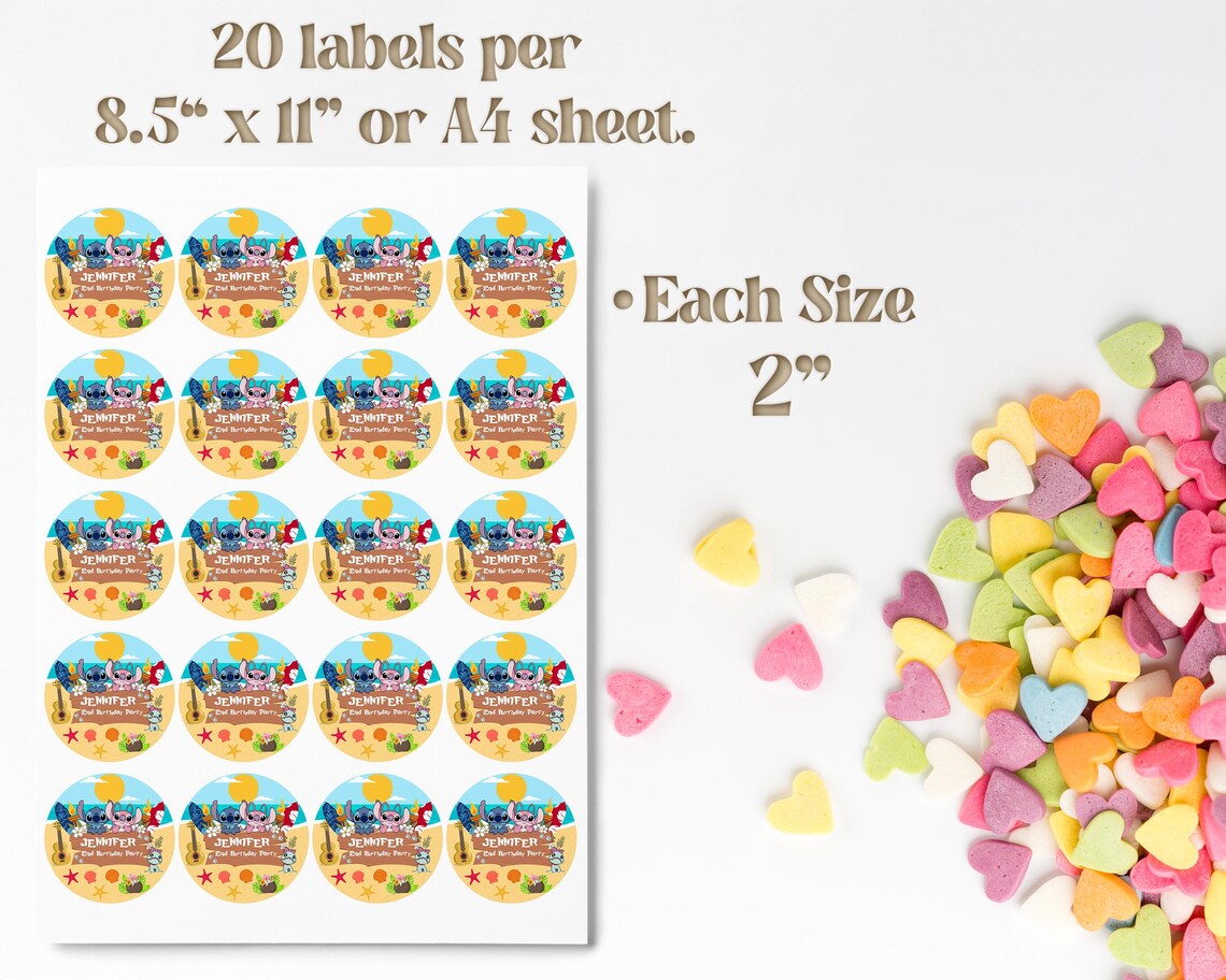 Lilo & Stitch Editable Label, Stitch and Angel Candy Label, Printable ...