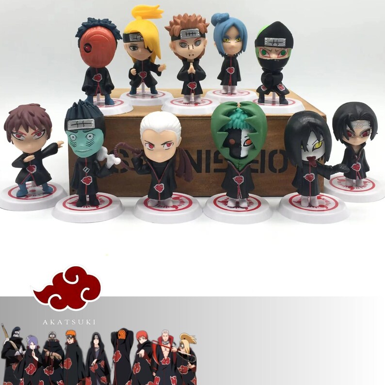 11 Pcs Naruto Akatsuki Mini Figures Set 7cm Q Version Anime Figurines ...