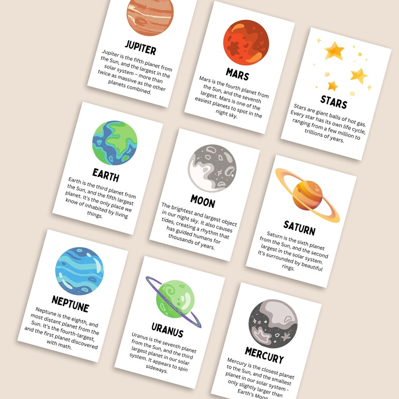Planet Flashcards, Classroom Print, Educational Print, Montessori ...