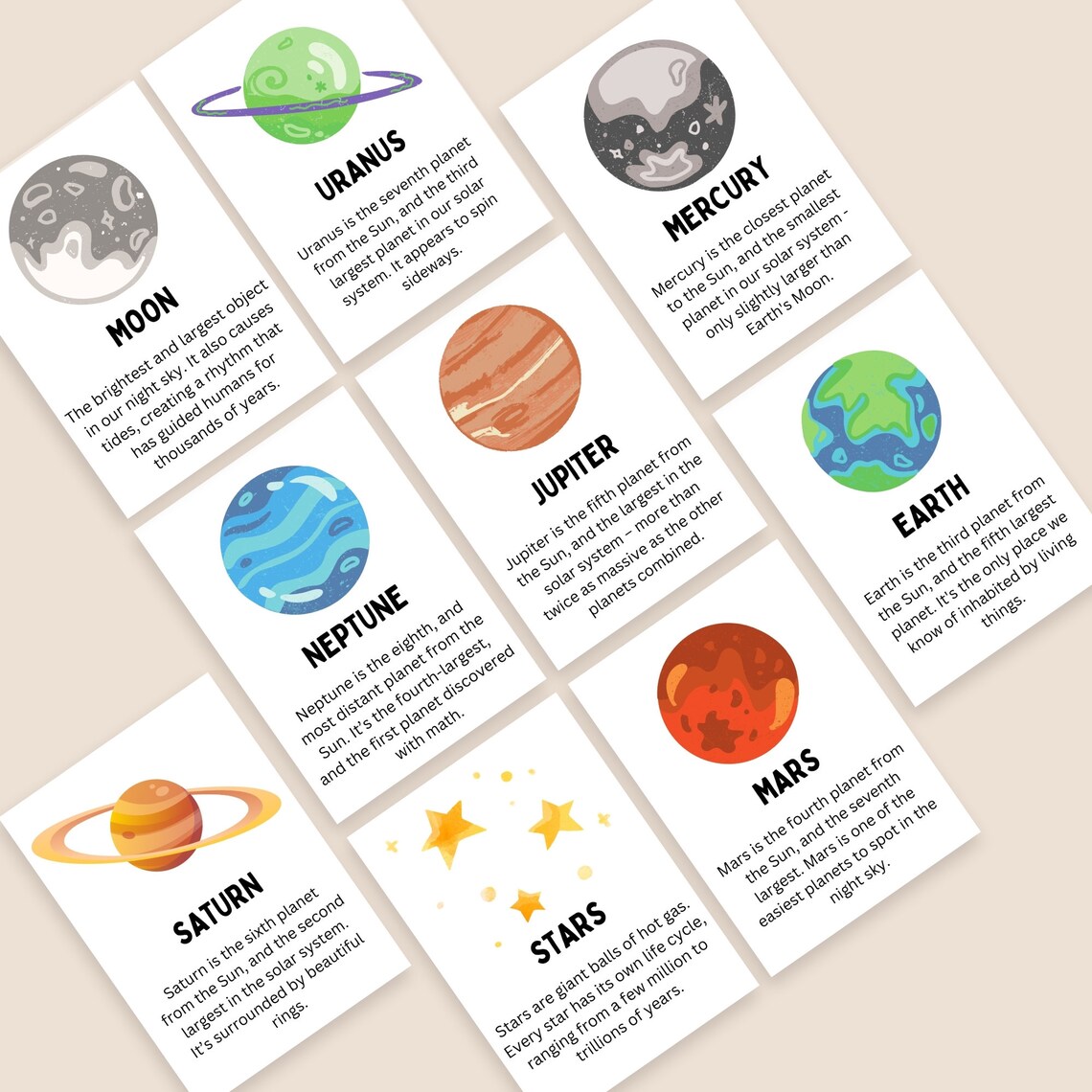 Planet Flashcards, Classroom Print, Educational Print, Montessori ...
